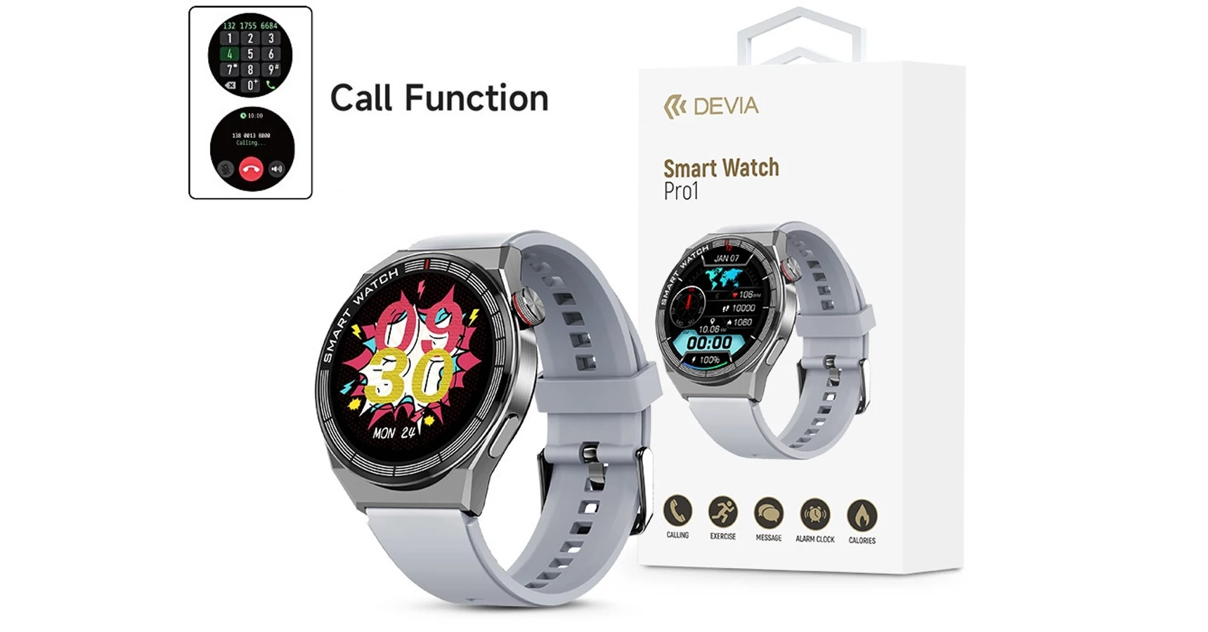 Devia Pro1 Smart Watch okosóra AMOLED kijelzővel - ezüst - Mobiltelefon ...