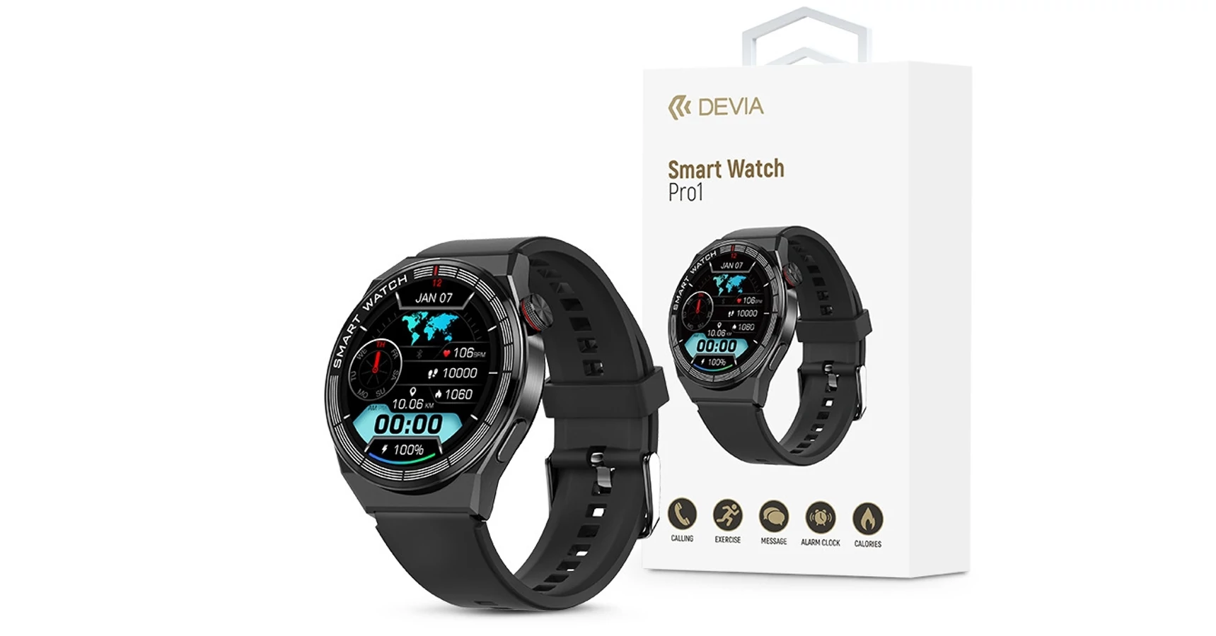 Devia Pro1 Smart Watch okosóra AMOLED kijelzővel - fekete ...